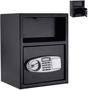 GiantexUK Electronic Security Safe, Digital Keypad Safe Box with Deposit Slot & 2 Keys, Steel ...