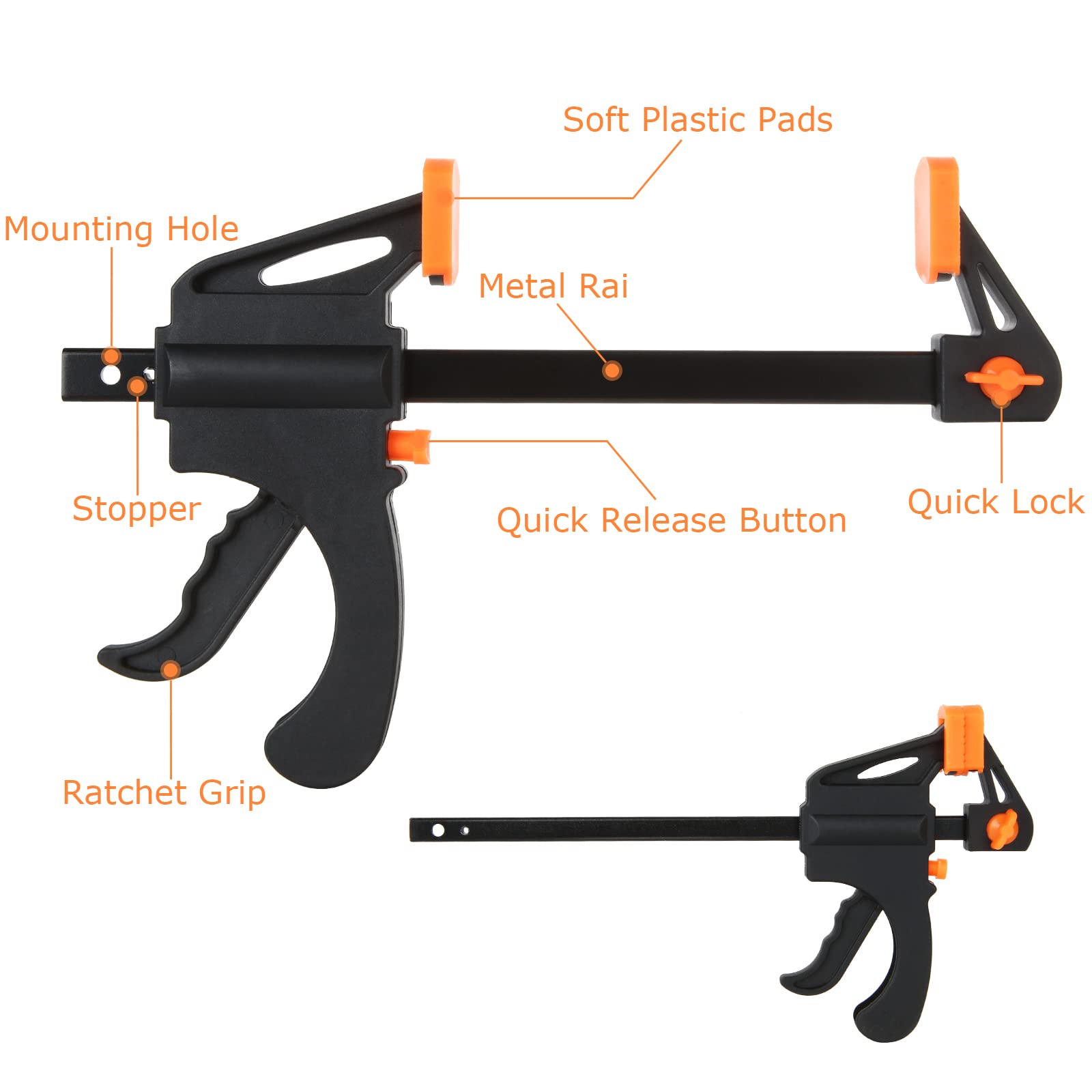Snapklik.com : 6 Inch And 4 Inch Bar Clamps For Woodworking, 4 Pack ...
