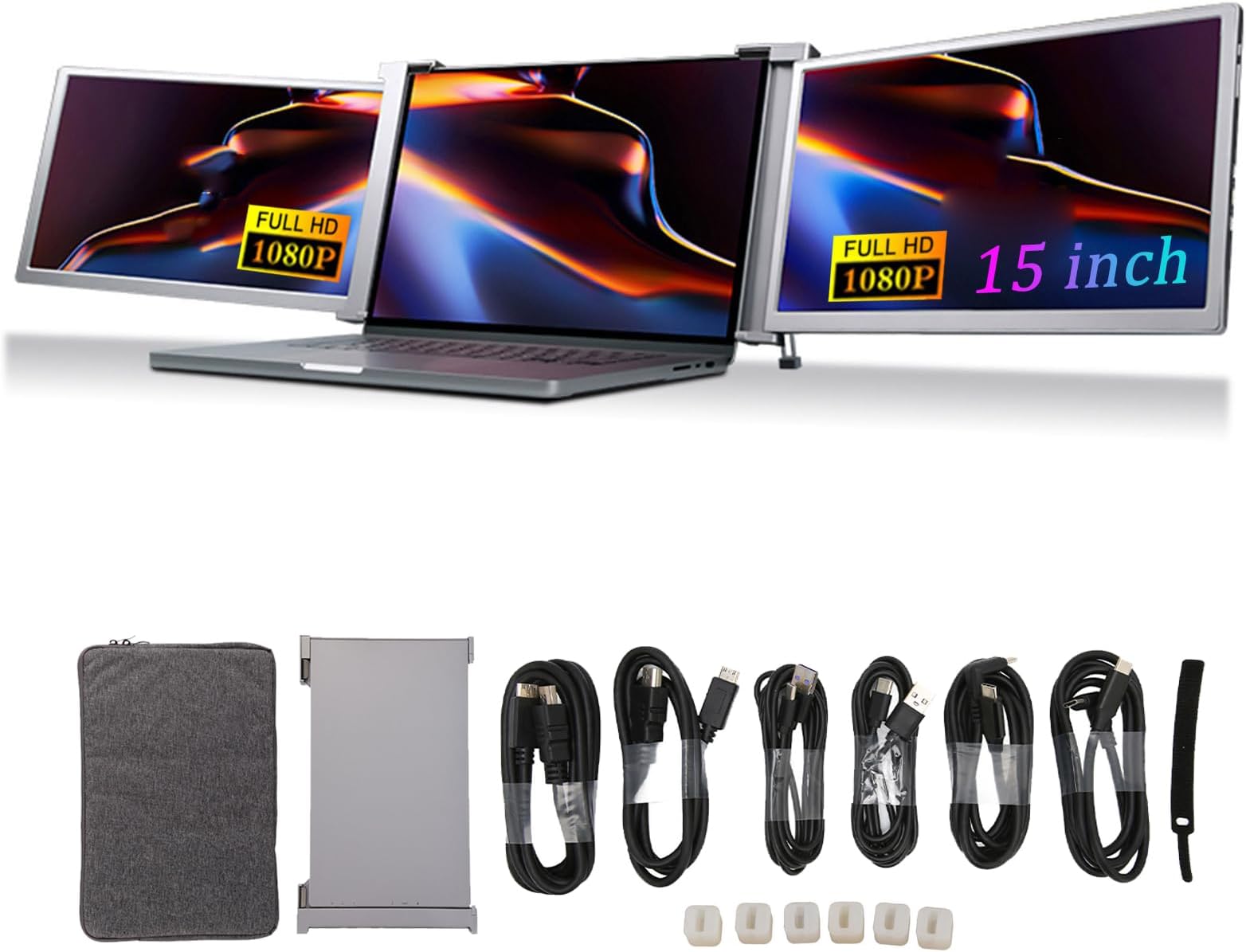 Triple Portable Monitor for Laptop for 15 to 17 Inch Laptops, 15 Inch ...