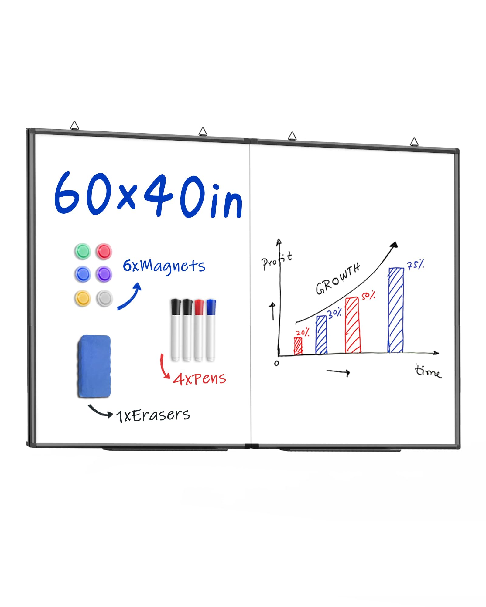 Snapklik.com : 60"X 40" Large Magnetic Dry Erase Whiteboard, Wall ...