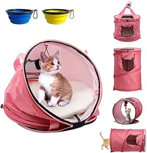 Amazon.co.jp: Glvaner 猫 キャリーケース ペットキャリー 猫キャリー 猫トンネル 猫キャリーバッグ ペットハウス 折りたたみ式 小中型猫・犬用 手提げキャリー 犬の鉢 猫 ...