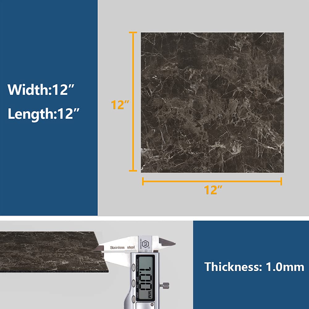 Snapklik.com : Dark Brown Marble Peel And Stick Floor Tile Waterproof ...