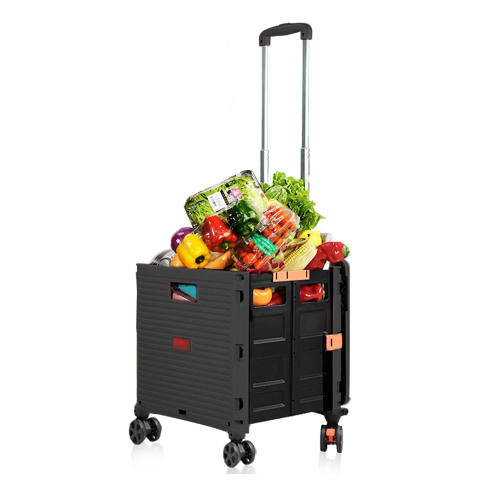 Buy Foldable Practical Trolley Shopping Trolley, 4-wheel Rolling Crate ...
