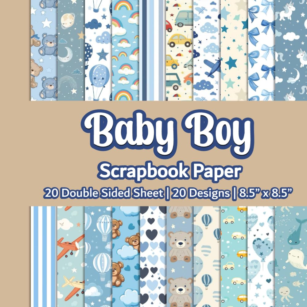 Baby Boy Scrapbook Paper: Baby Shower Scrapbook Paper | 20 Designs | 20 ...
