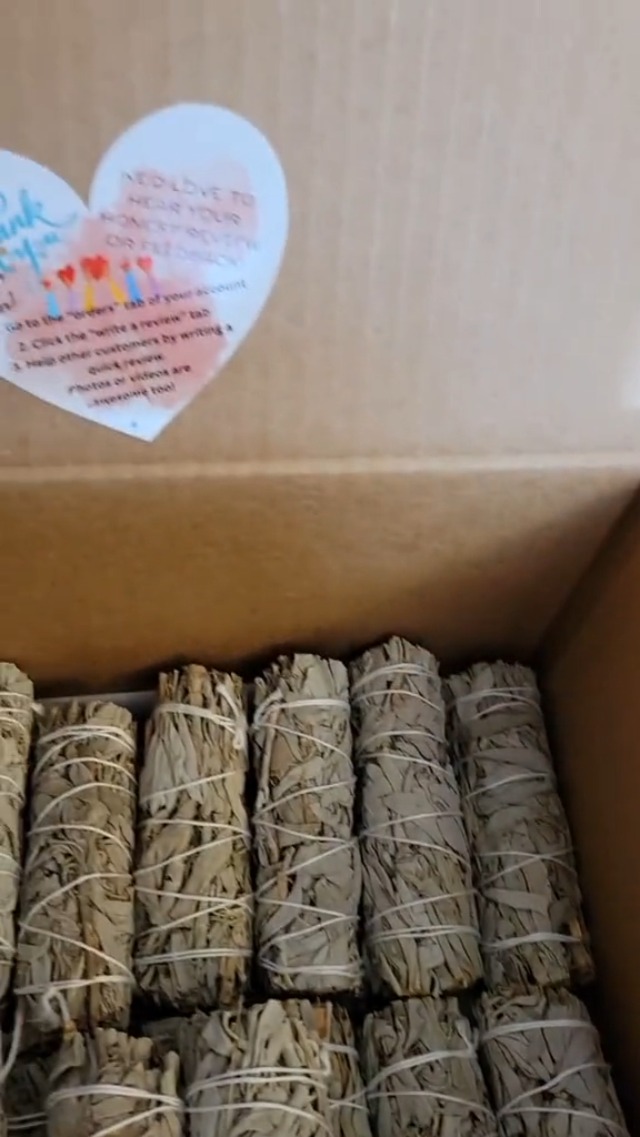 Watch A view of packing our 25 Pack of White Sage Bundles on Amazon Live