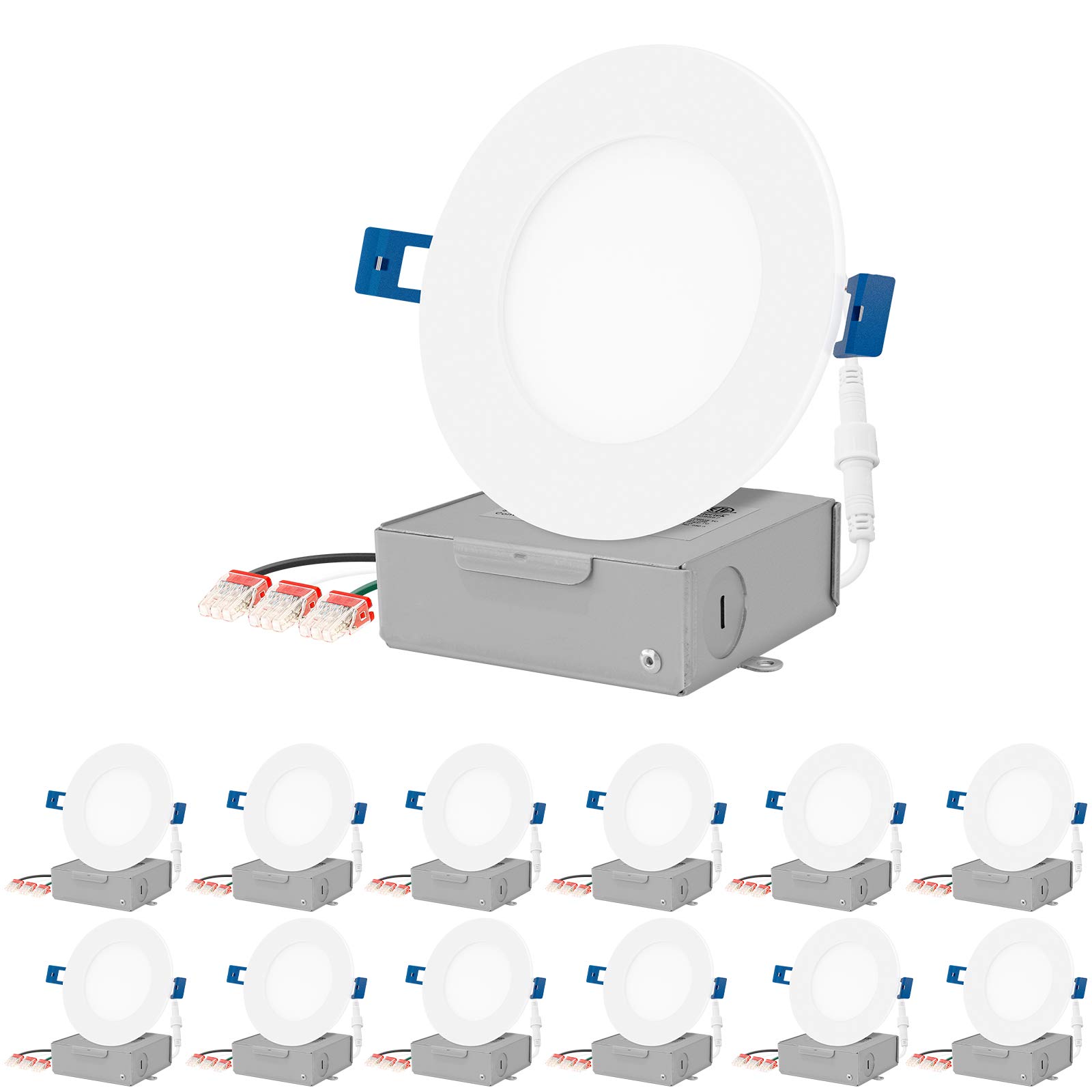 Buy JULLISON LED 12 Packs 4 Inch Recessed Low Profile Slim Panel Light ...