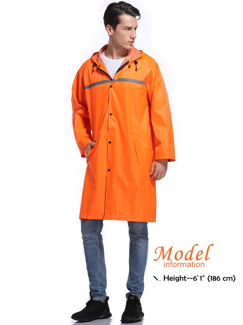 Snapklik.com : Mens Long Hooded Safety Rain Jacket Waterproof Emergency ...