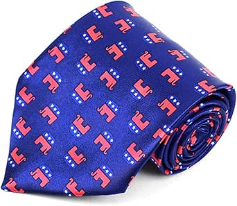 Amazon.com: Crazy4Bling Republican Novelty Tie in Navy Blue, Red and ...