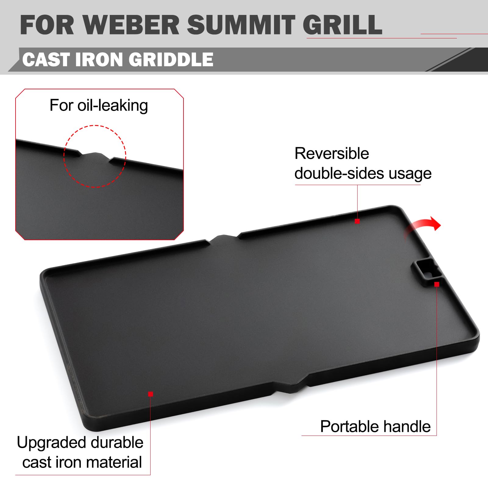 7404 Griddle Parts for Weber Summit Griddle 400 600 Series Grill ...
