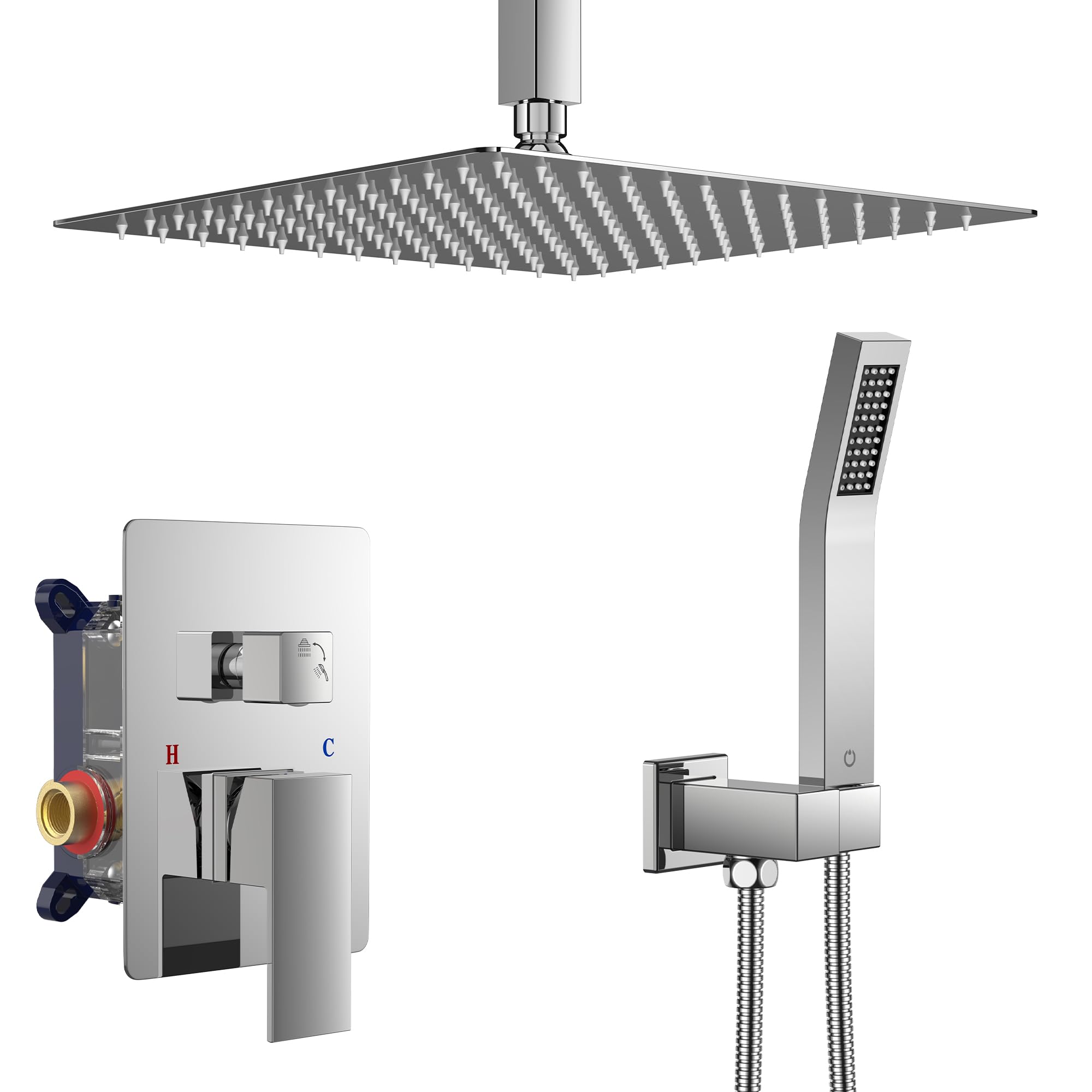 Snapklik.com : FORIOUS Shower Head System, 12 Inch Rain Shower Faucet Set