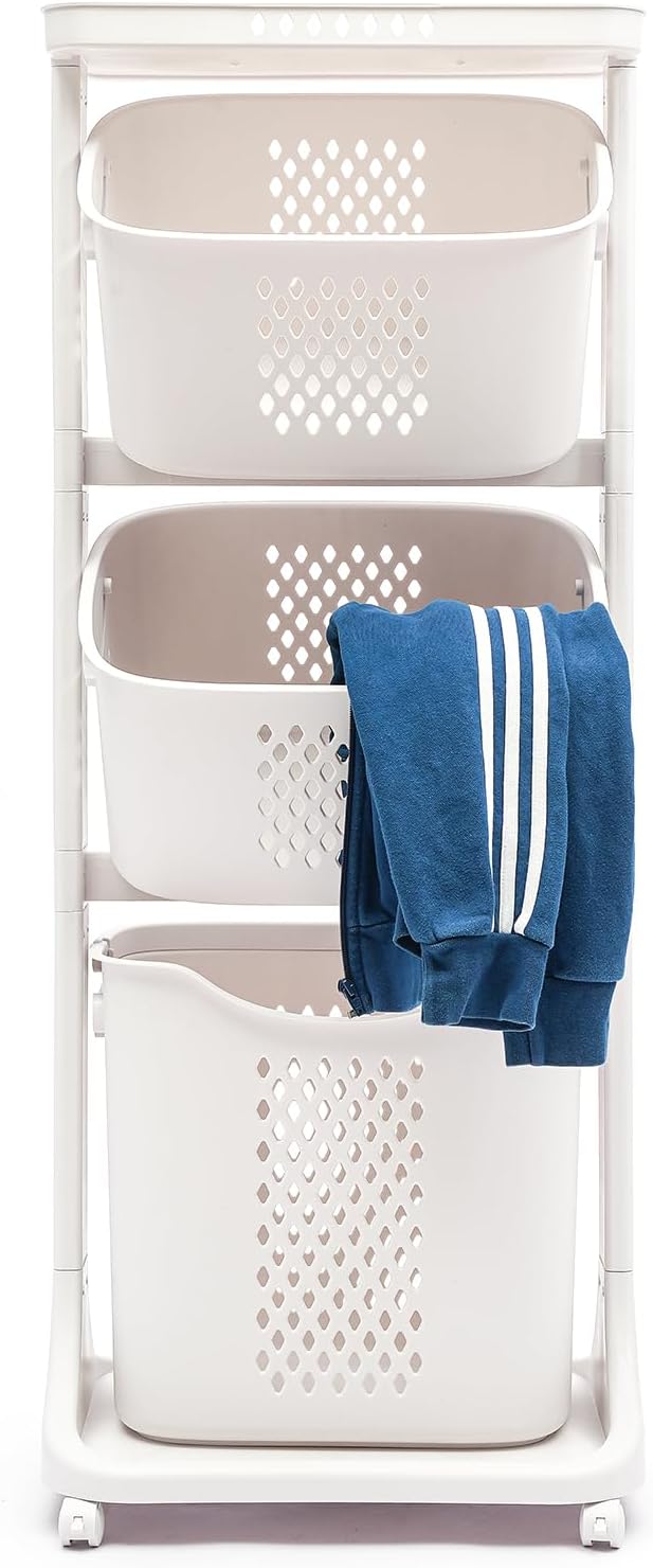 Amazon.com: 3-Layer Clothes Storage Basket, Laundry Basket, Multi-Layer ...