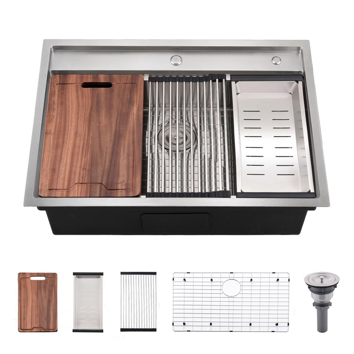 30 Inch Drop In Kitchen Sink Splash Guard Workstation - VOKIM 30 Inch ...