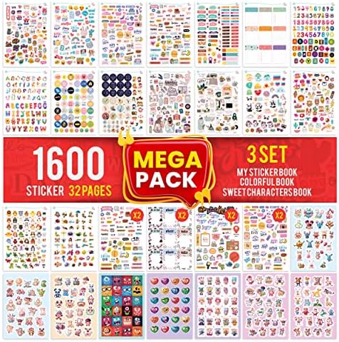 colortouch Mega Sticker Pack - 1600 Pcs Scrapbook Stickers for Children ...