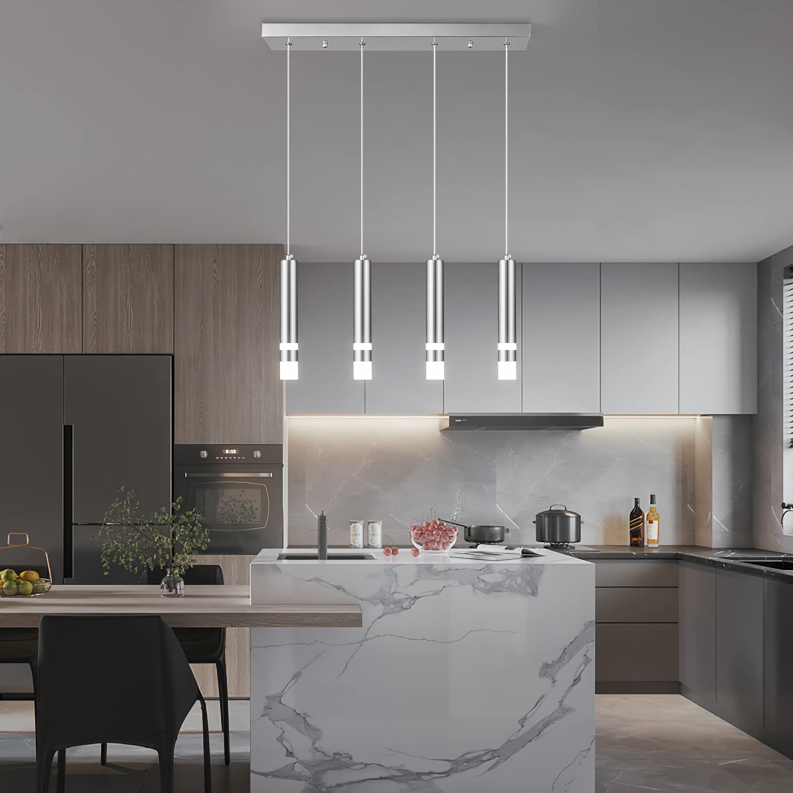 LIANGMH 4-Light Dining Room Modern Pendant Light Kitchen Fixture ...