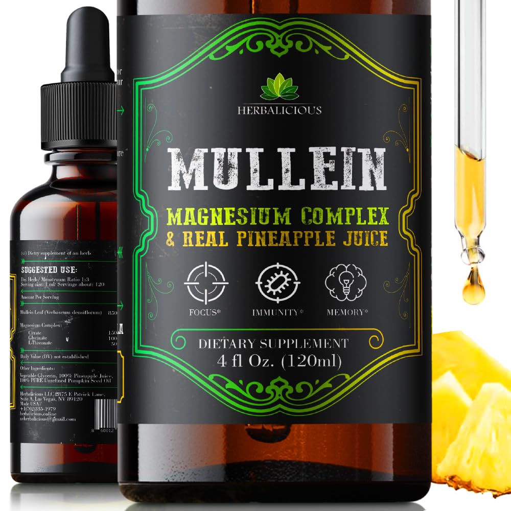 Amazon.com: HERBALICIOUS Mullein Leaf Extract - Verbascum Thapsus ...