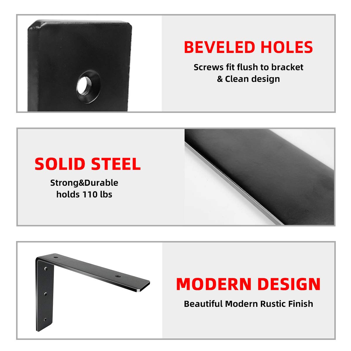 Snapklik.com : Shelf Bracket 8 Inch Heavy Duty Black Rustic Industrial ...