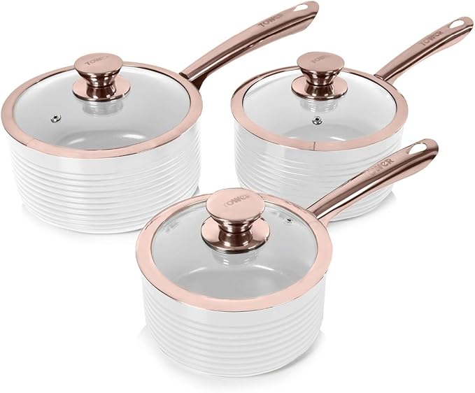 Tower T800001RW Linear Induction Saucepans Set With Lids, Non Stick ...