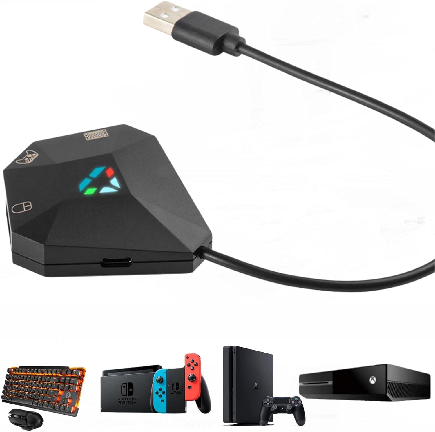 Koiiko Convertidor de teclado y mouse para Nintendo Switch/PS4/PS3/Xbox ...