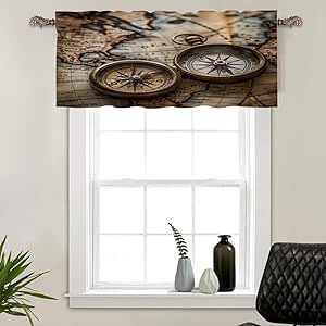 Amazon.com: HDESDIS 1 Panel Classic World Map Valances for Windows ...