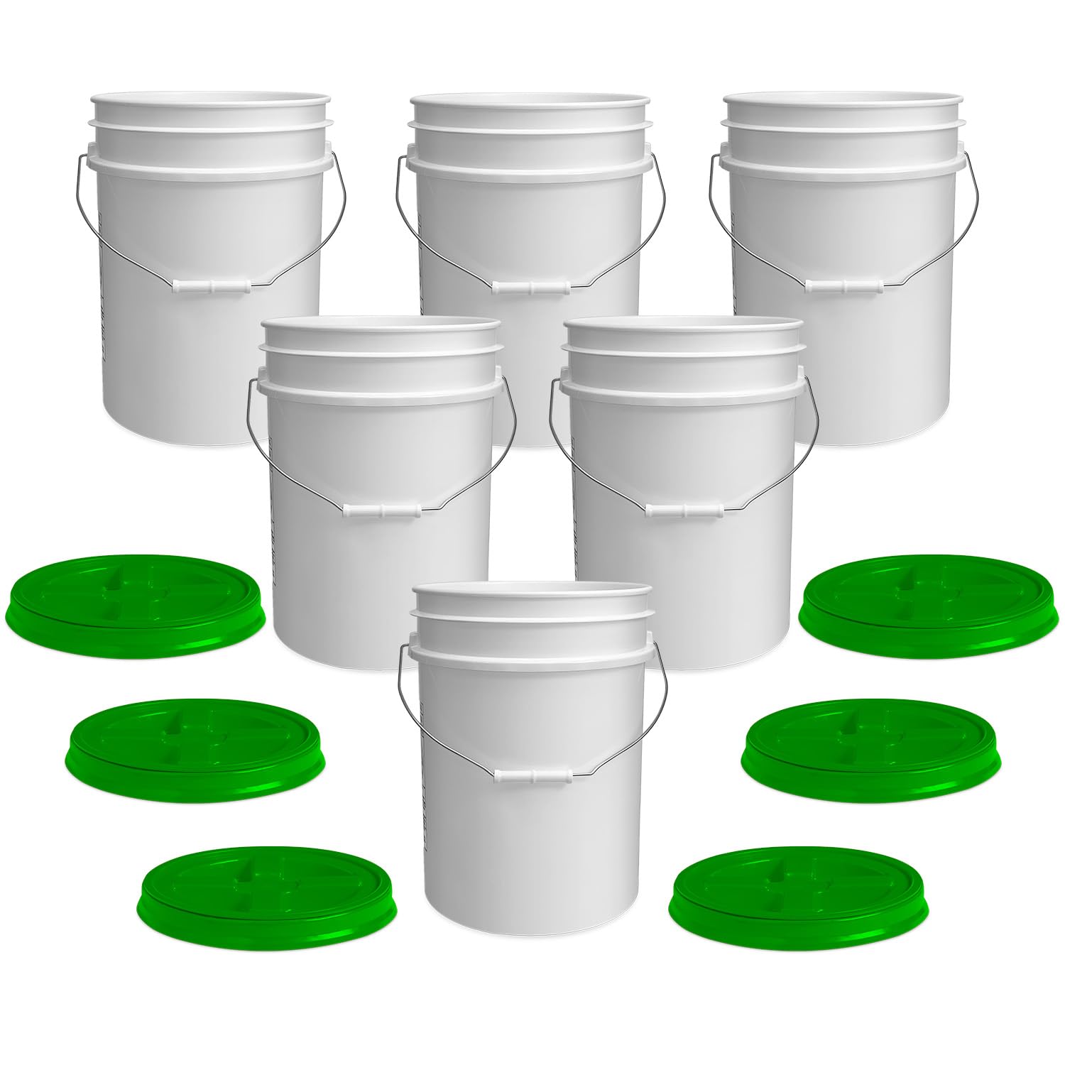 Amazon.com: 5 Gallon White Bucket with Green Gamma Seal Screw on ...