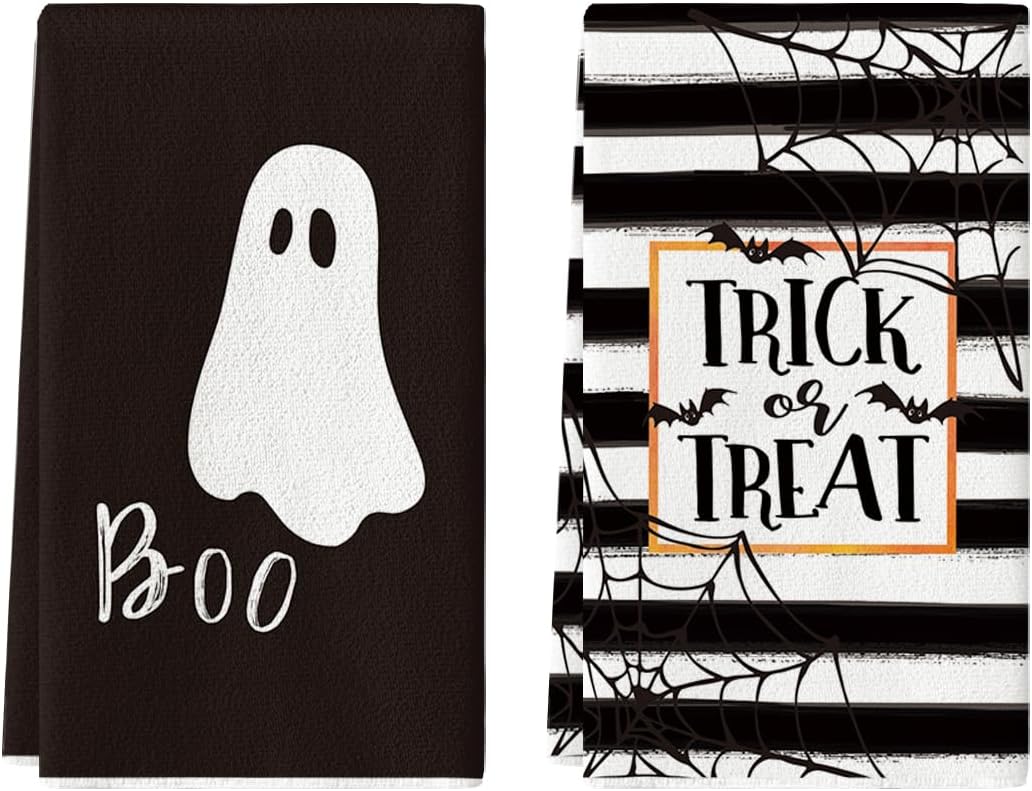 Amazon.com: Artoid Mode Black Stripes Ghost Boo Halloween Kitchen ...