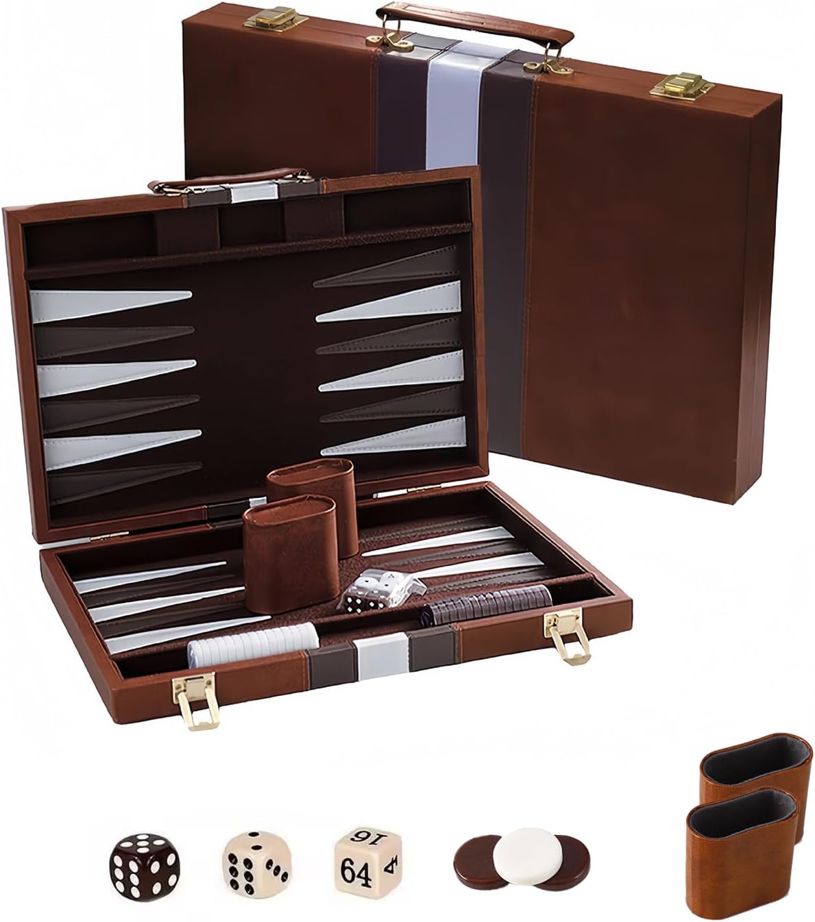 Backgammon Wood, 15 Inch Folding Backgammon Set Made of Natural Walnut ...