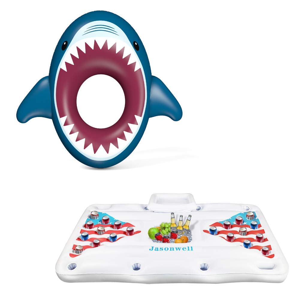 Amazon.com: Jasonwell Inflatable Shark Pool Float Shark Floaties and ...