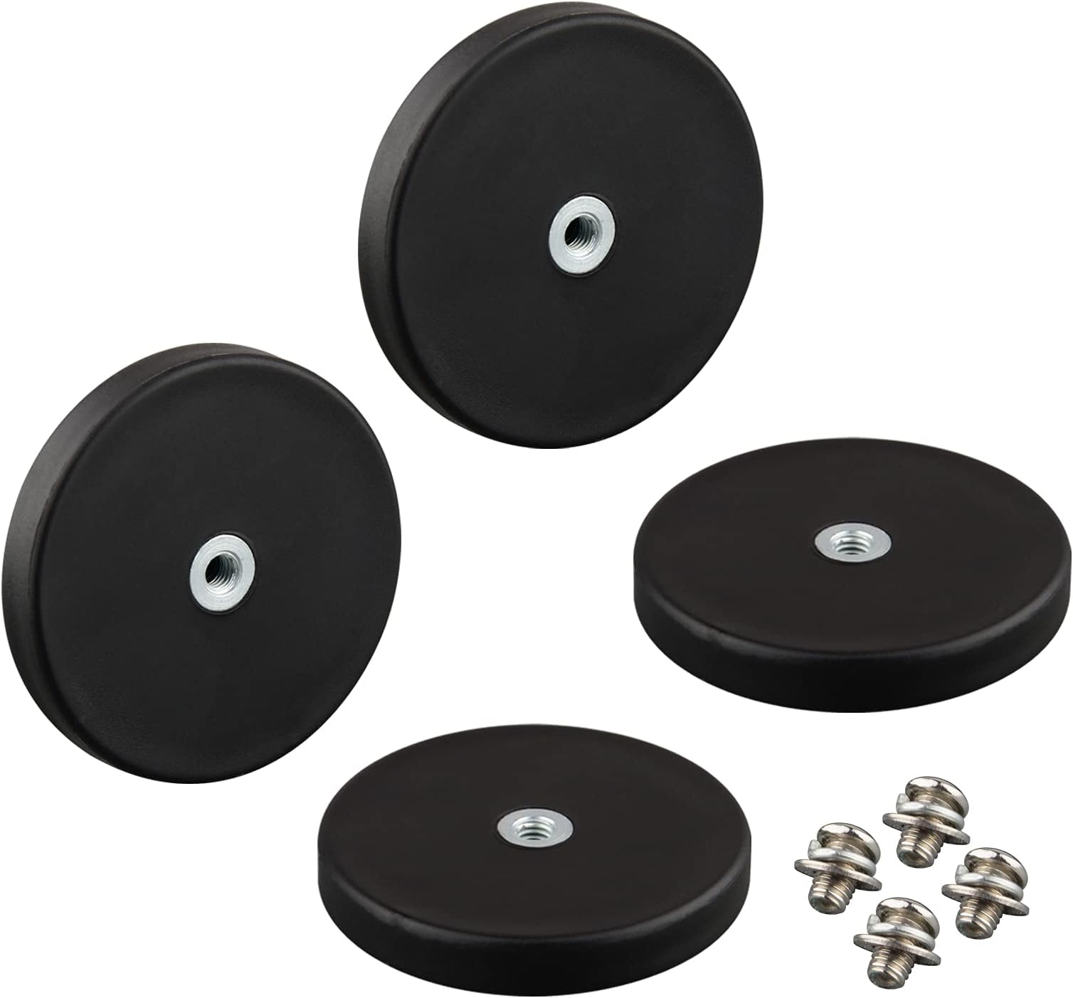 4PC Anti-Scratch Neodymium Rubber Coated Dic Magnet D43mm ，M4 Female ...