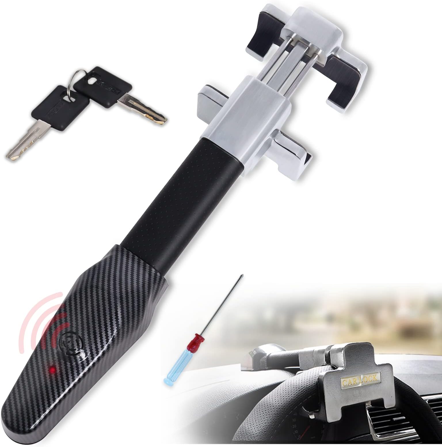 Amazon.com: Steering Wheel Lock with Alarm,Heavy-Duty Anti-Theft ...
