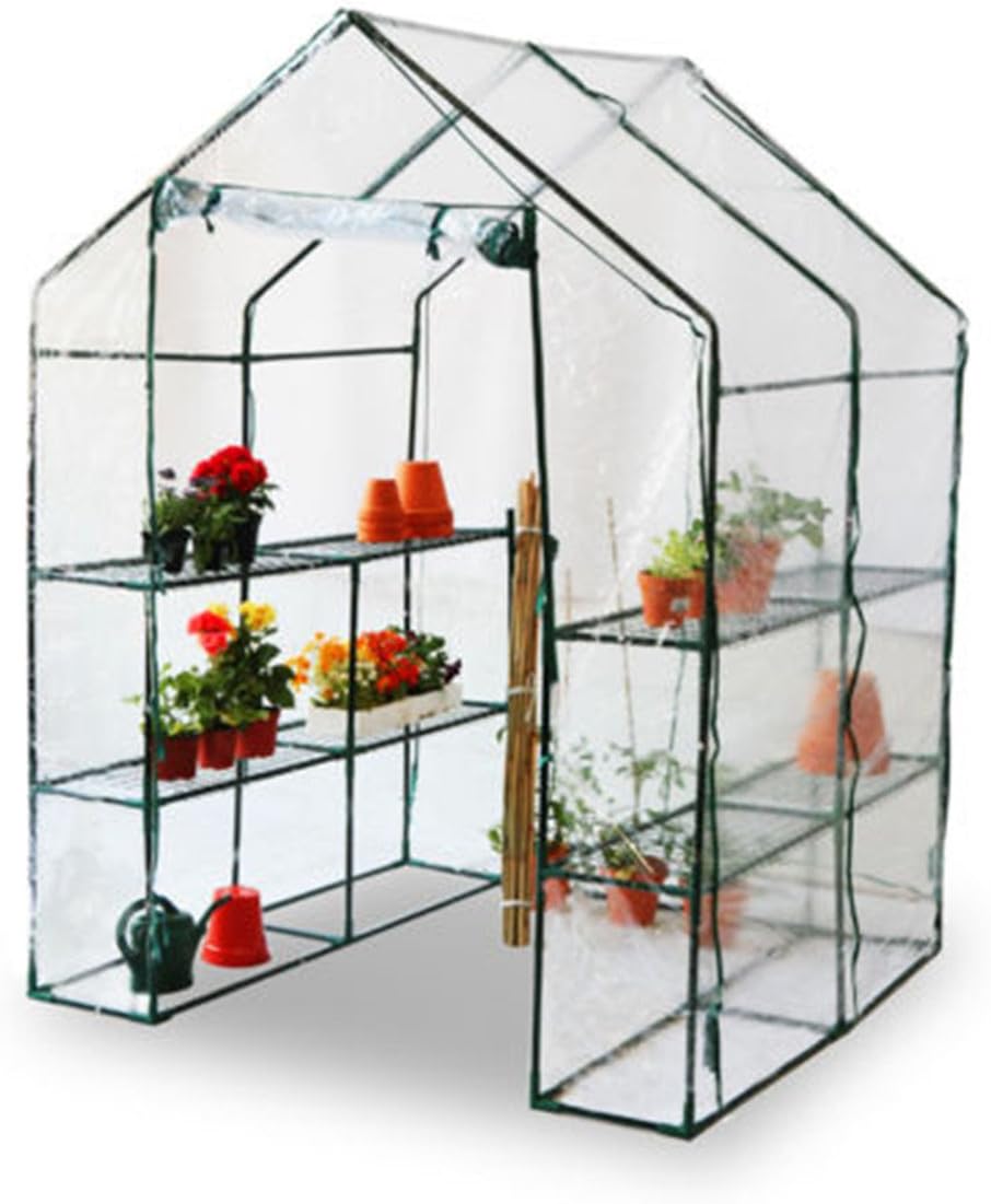 Walk In Greenhouse PVC Cover Garden Green House with 4 or 8 Shelves (4 ...