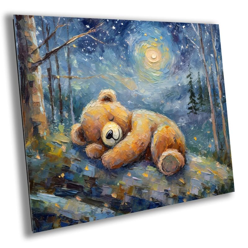 Amazon.com: Teddy Bear Moon and Stars Wall Art - Cute Teddy Bear ...