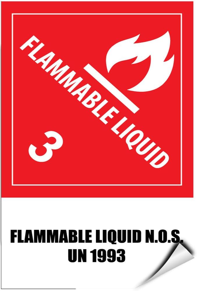 Amazon.com : Flammable Liquid 3 Flammable Liquid N.O.S. Un 1993 Label ...