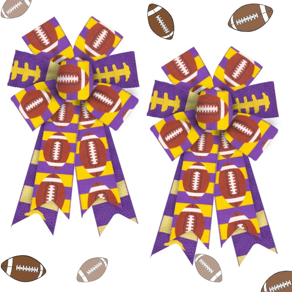 Amazon.com: 2PCS American Football Wreath Bows Football Bows Yellow ...