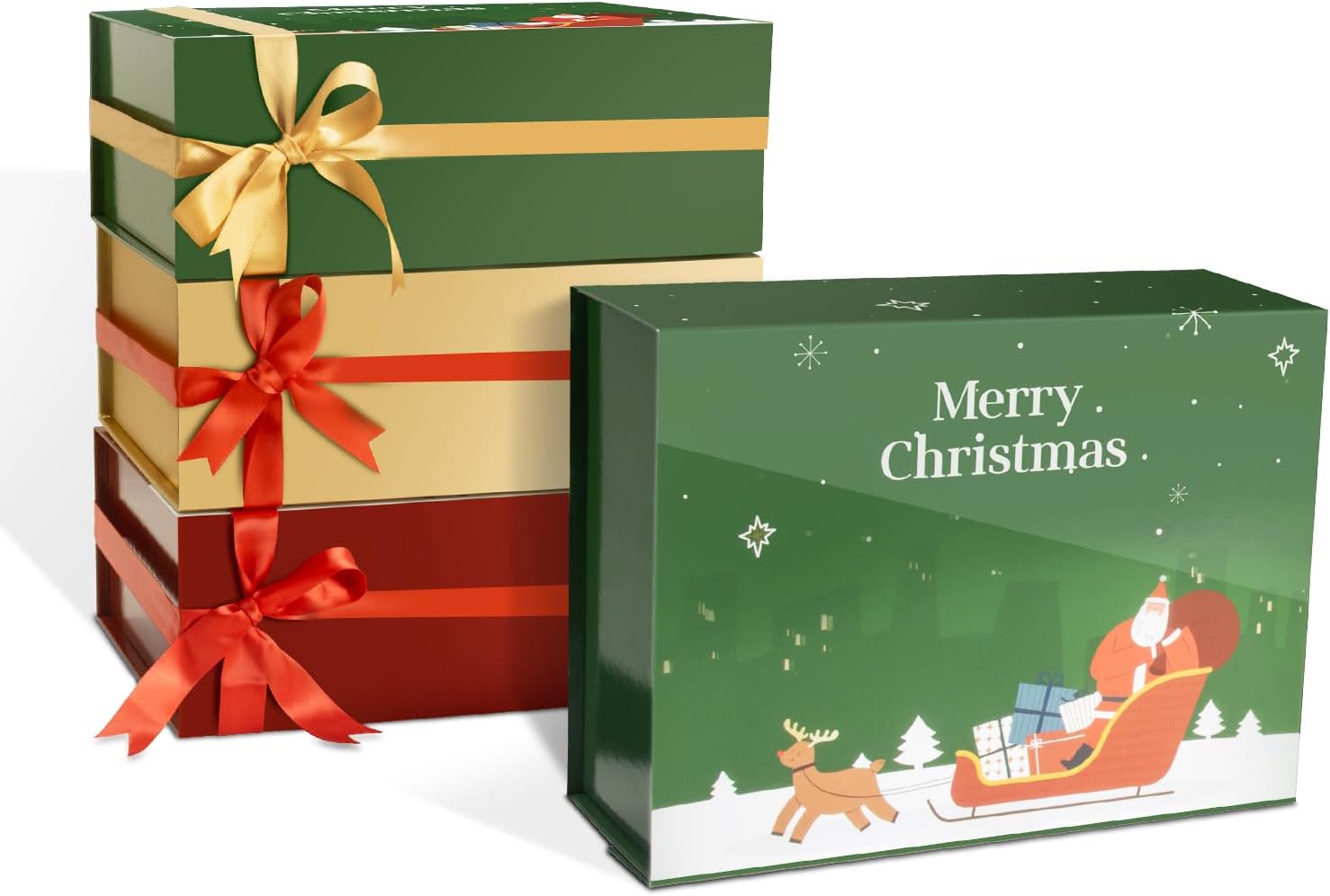 Amazon.com: NOVELTYBOXUSA Christmas Gift Boxes with Lids 9.5x7x3.5 ...