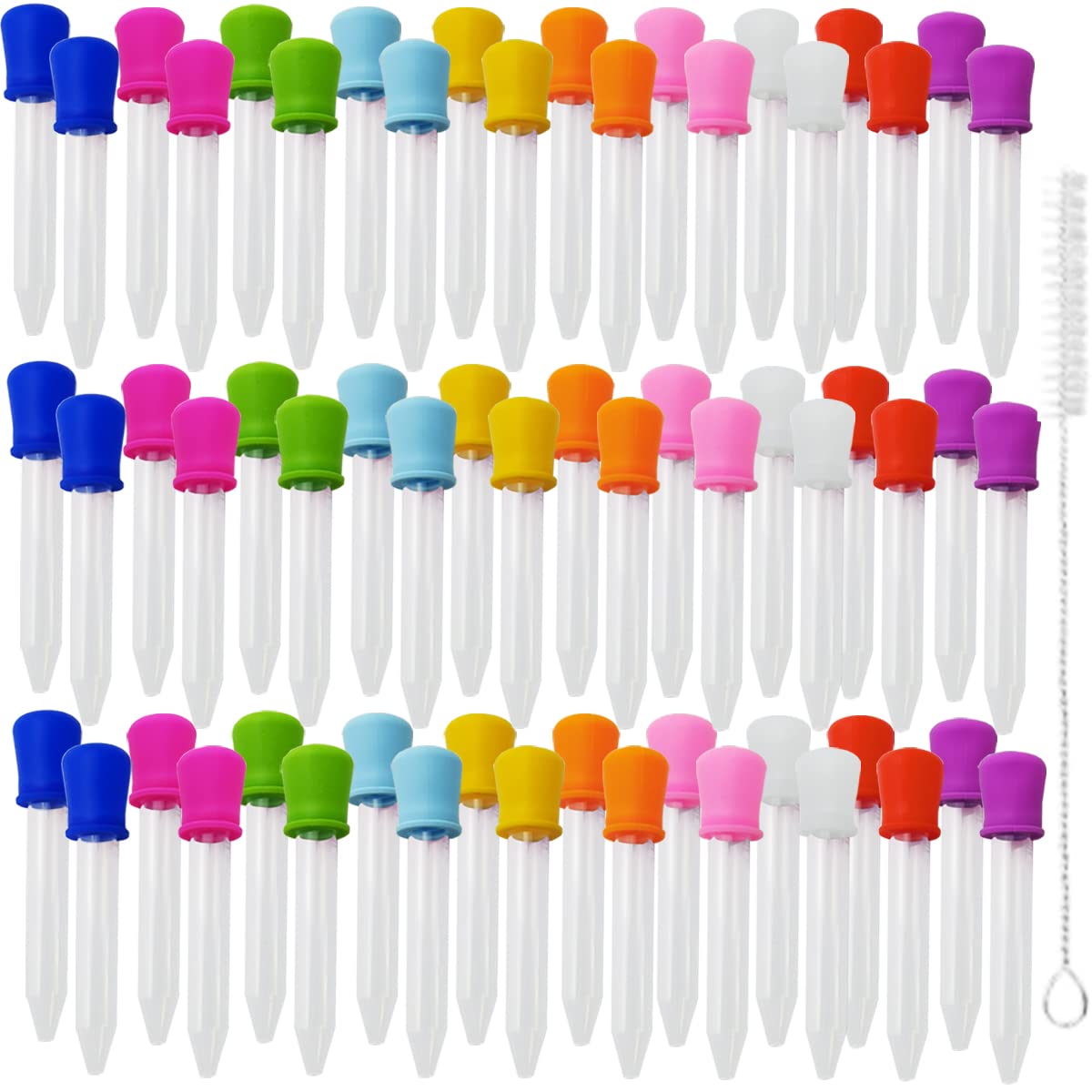 TIHOOD 60PCS Liquid Droppers with a Clean Brush, 5ml Silicone and ...