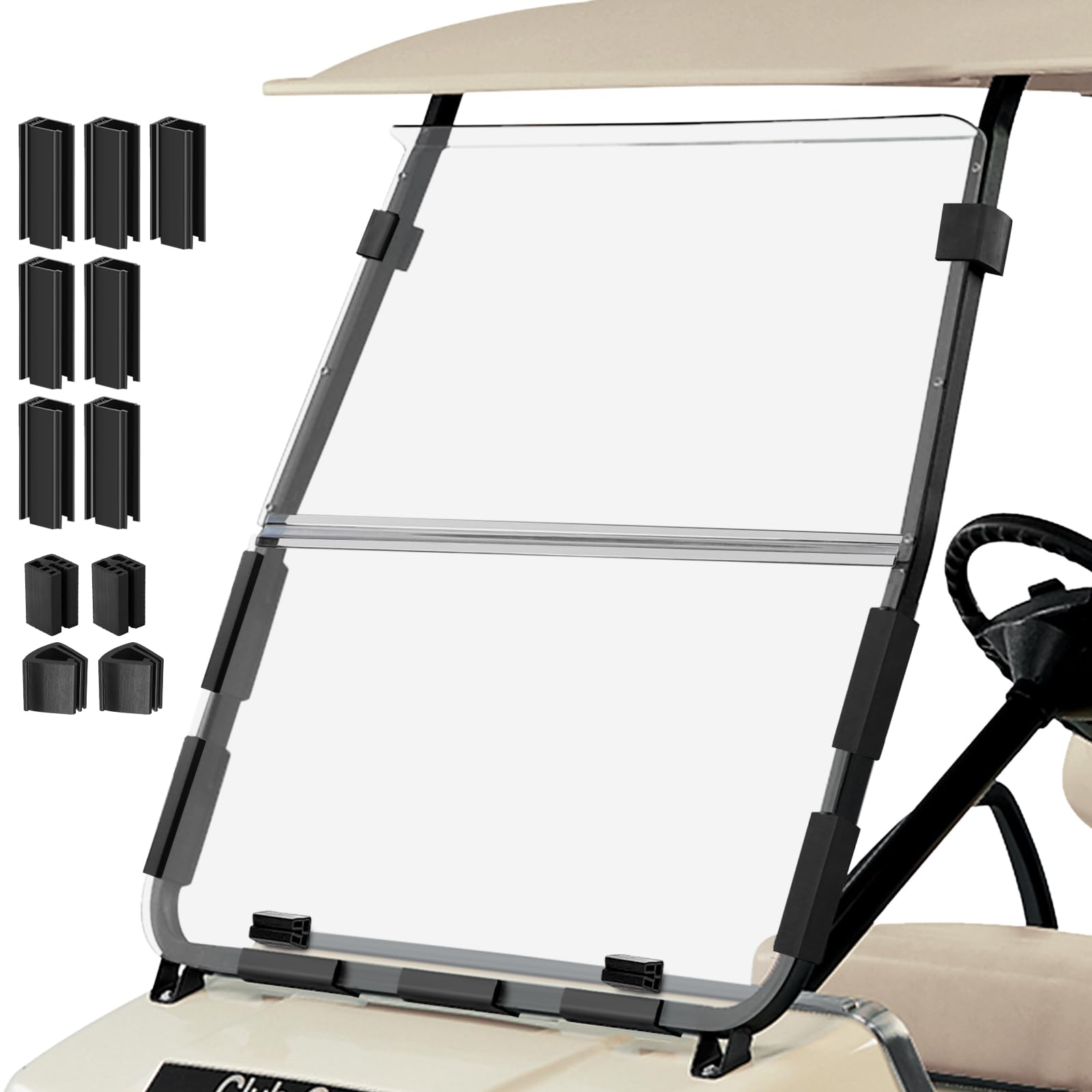 Snapklik.com : Golf Cart Foldable Windshield 3/16" (5MM) Only Fits Club ...