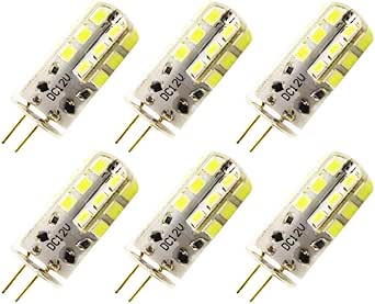 Set of 6 New G4 LED Spotlight Bulb 3 W 12 V DC with 24x 2835 SMD Cool White 6000 K, Replace 30 W ...
