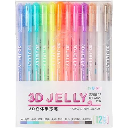 Amazon.com: 12Pcs 3D Jelly Pen Set Candy Color Gel Pen Glossy Jelly ...