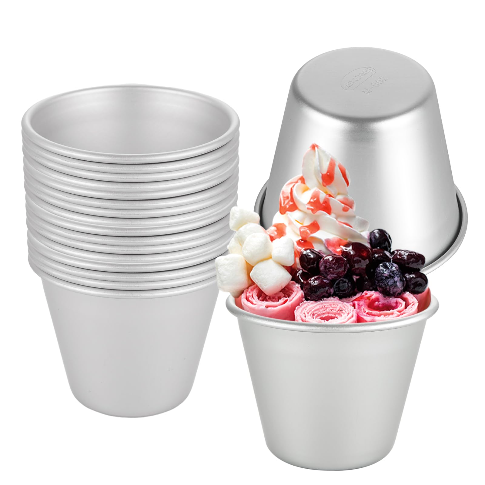 YAYODS 20 Pack Pudding Moulds, Mini Non-Stick Pudding Basin, Aluminum ...