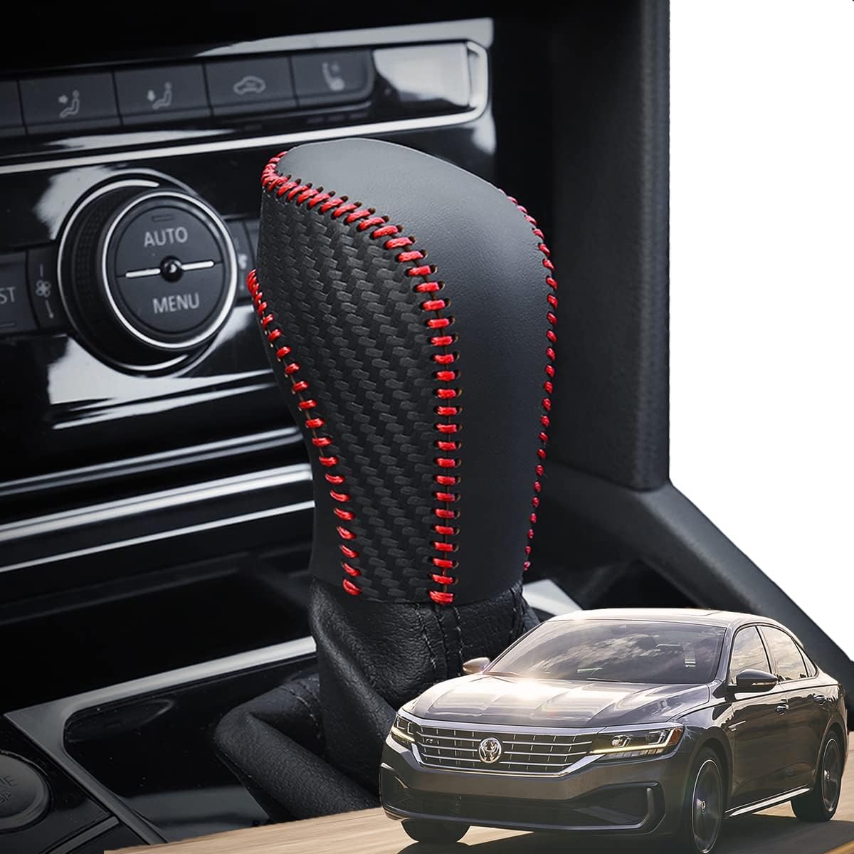 Amazon.com: Loncky Genuine Leather Gear Shift Knob Cover for Volkswagen ...