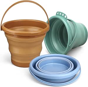 3L Collapsible Bucket, Foldable Pails 3 Packs, Space Saving Portable ...