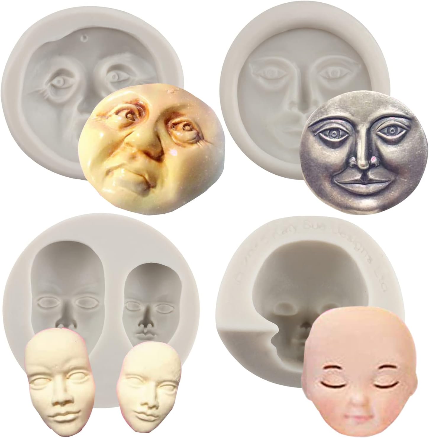 Amazon.com: Sijiangmold Moon Face Silicone Mold Human Face Fondant Mold ...