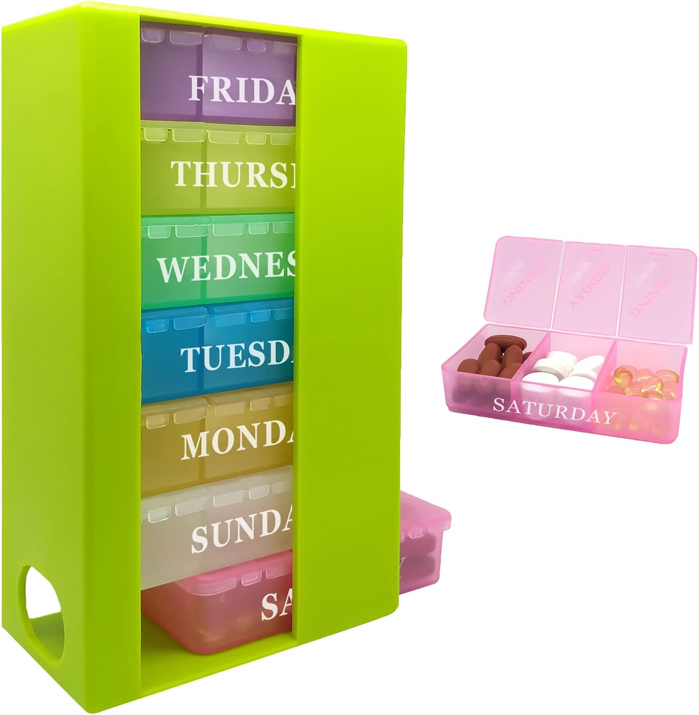 Pill Box 3 Times a Day Daily Pocket Pill Container Portable Travel ...