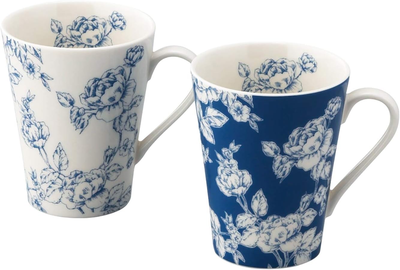 Amazon.co.jp: ローラアシュレイ(Laura Ashley) マグカップ ホワイト・ブルー 340ml ローラ・アシュレイ サマーローズ ペア マグカップ LA20-13 ...