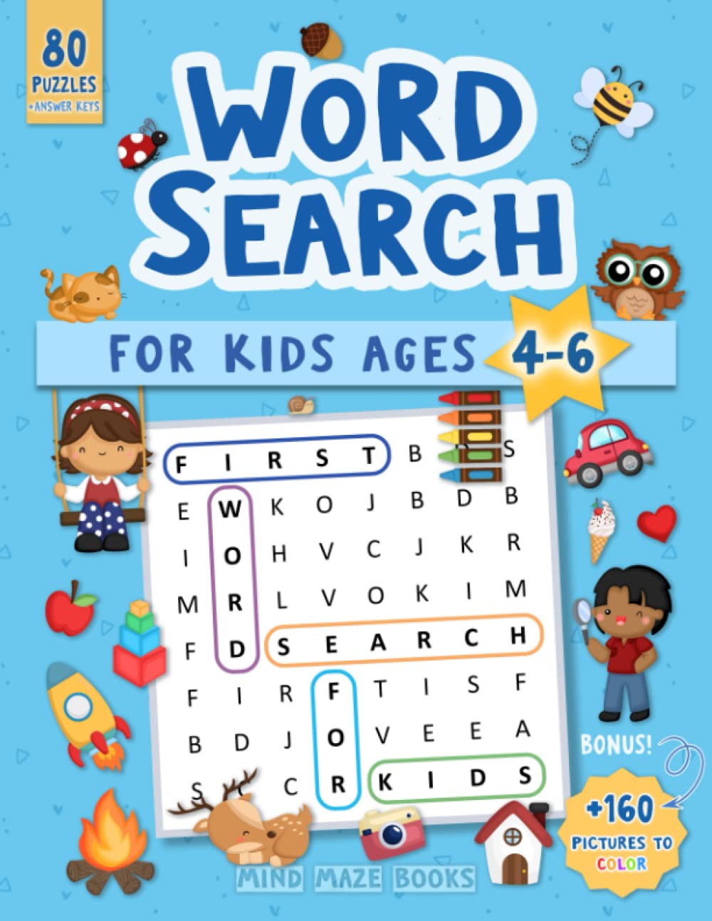Word Search for Kids Ages 4-6: Easy Puzzles and Sight Words, Word ...