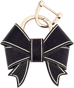 WADORN Bowknot Keychain for Women, PU Leather Cute Bow Key Ring ...
