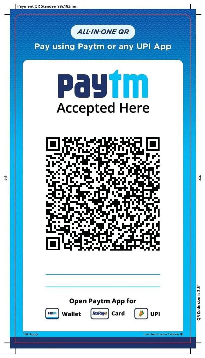 Buy Paytm All in One Qr Stickers (Set of 3 - All in One UPI QR Stickers ...