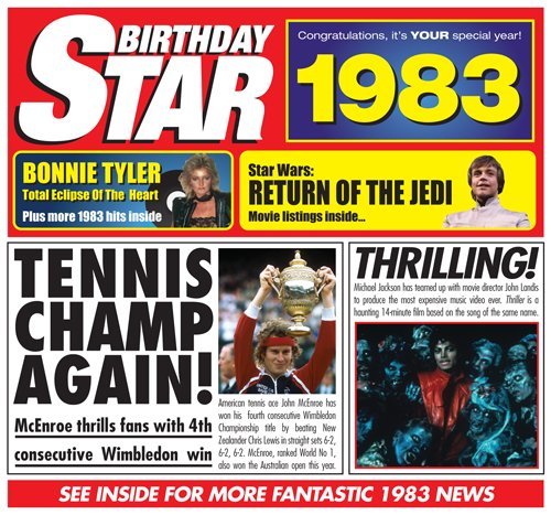 - 1983 Birthday Gift - 1983 Chart Hits CD and 1983 Greetings Card ...
