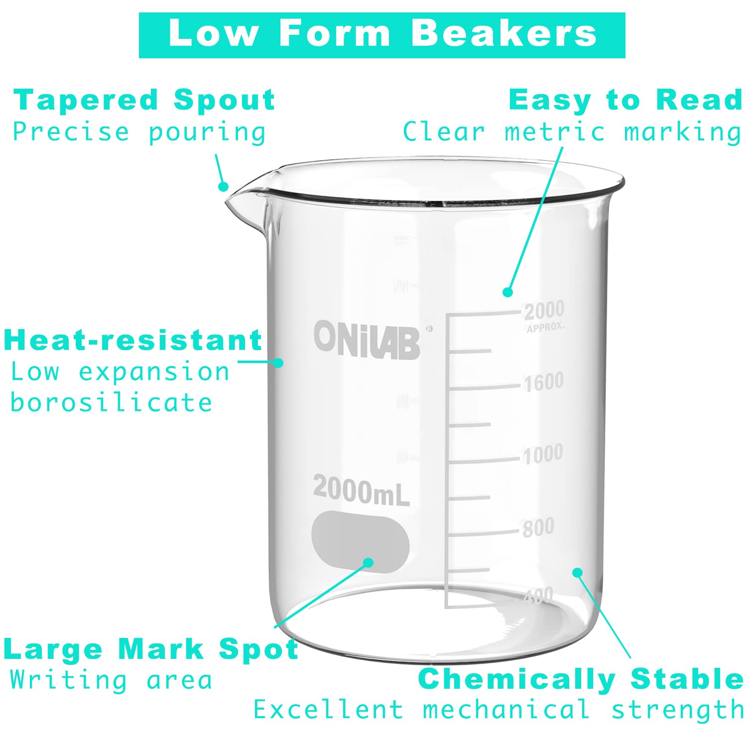Snapklik.com : ONiLAB Scientific Glass Beaker Set, 2 Sizes 1000ml ...