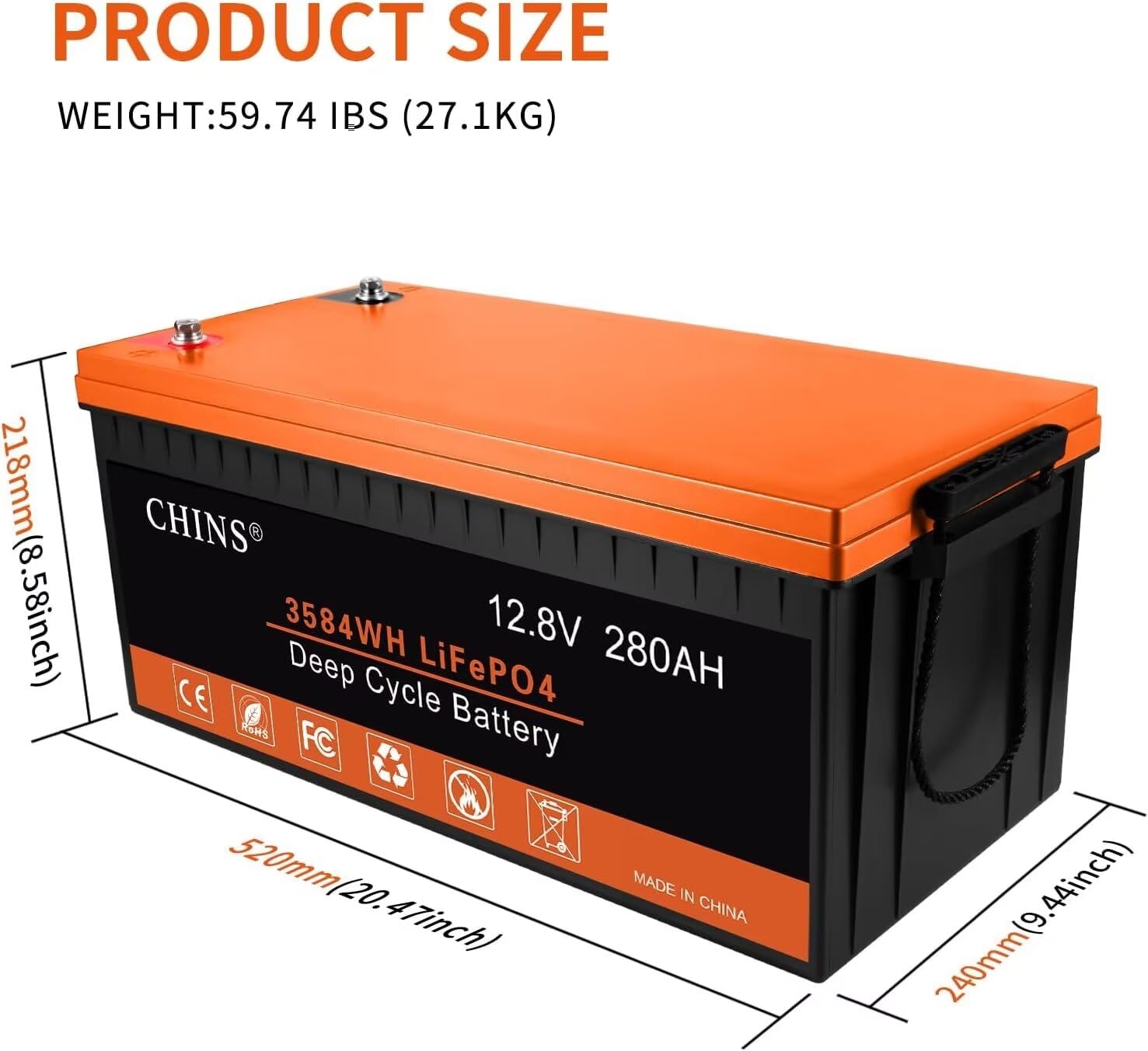 CHINS LiFePO4 Battery 12V...B0C47FJZFZ | Encarguelo.com.ve